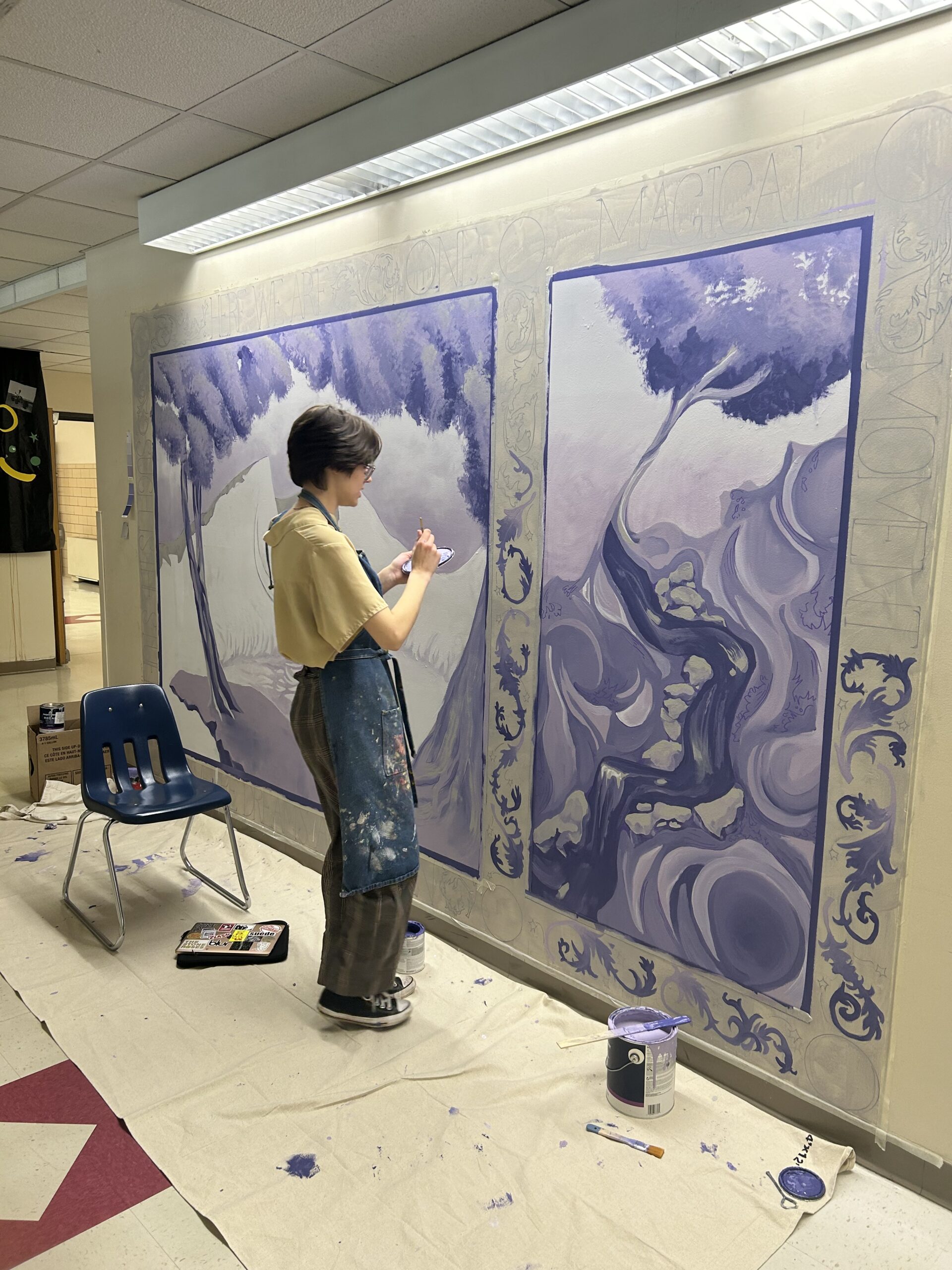 Student Mural Fills a ‘Blank Canvas’ in B-wing - Branford High School Buzz